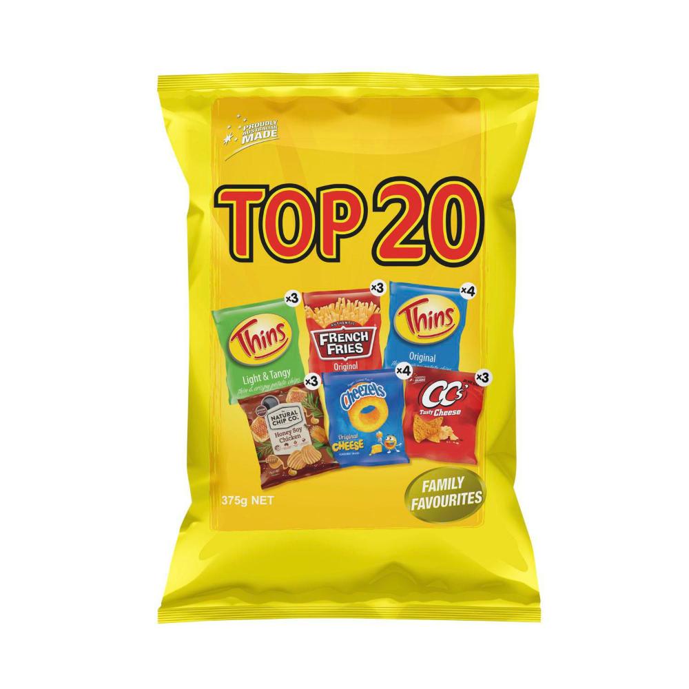 Thins Top 20 Variety Chips Multipack 20 Pack | 375g – Australian Snacks