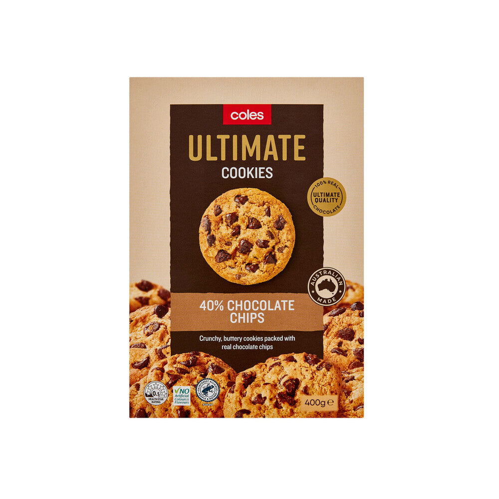 Coles Ultimate Chocolate Chip Cookies with 40% Real Chocolate | 400g ...