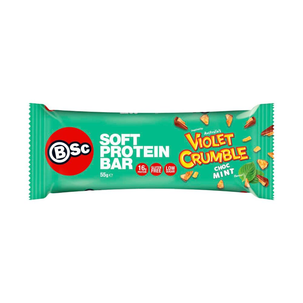 BSc Choc Mint Violet Crumble Soft Protein Bar | 55g – Australian Snacks