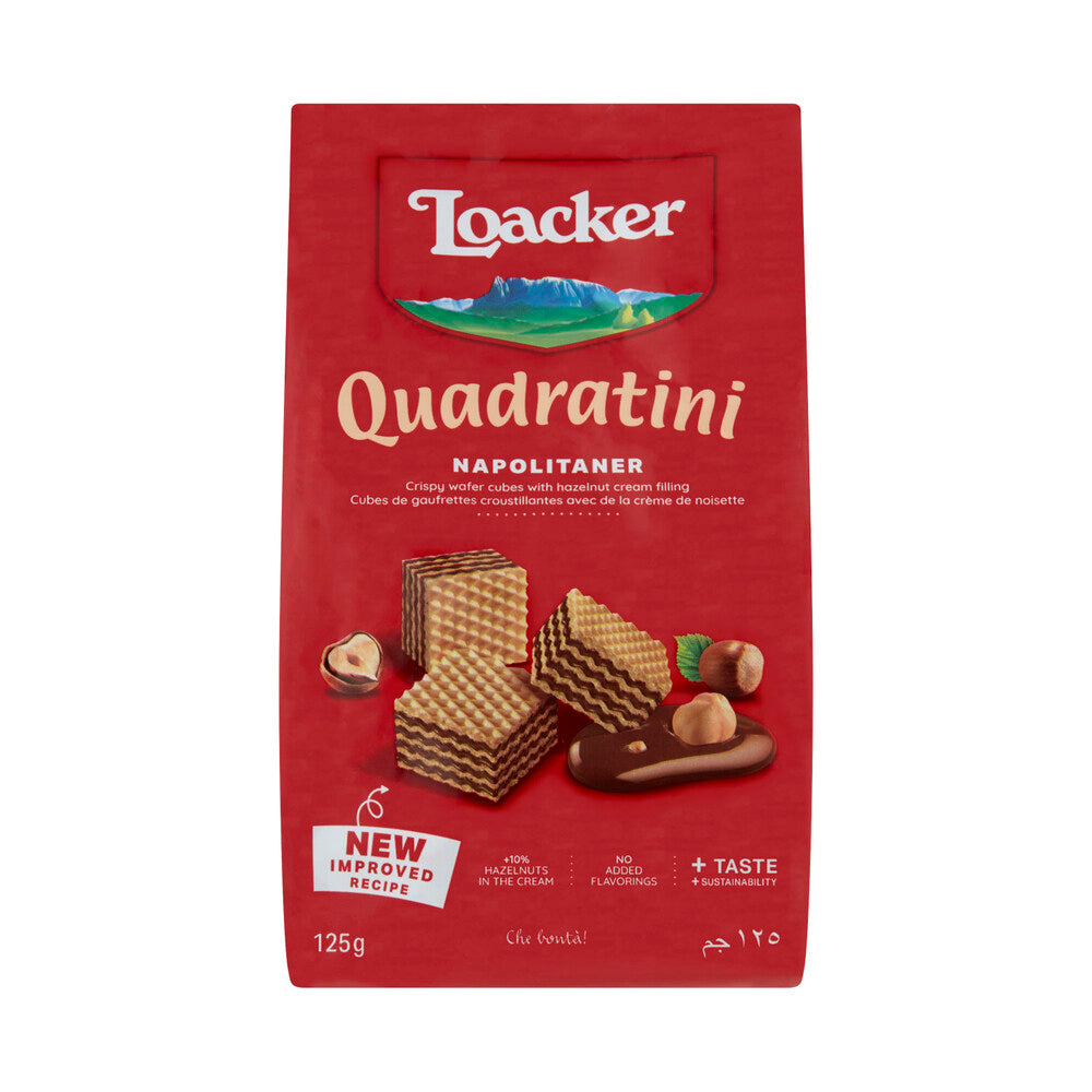 Loacker Quadratini Napolitaner Bite Size Hazelnut Wafers | 125g ...